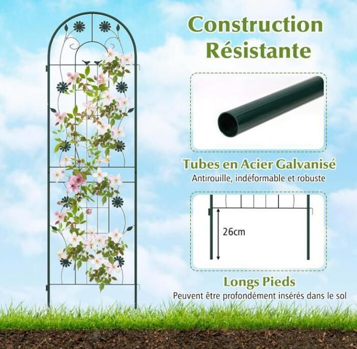 Treillis de Jardin - RELAX4LIFE - Lot de 2 - Tubes en Acier Galvanisé ...