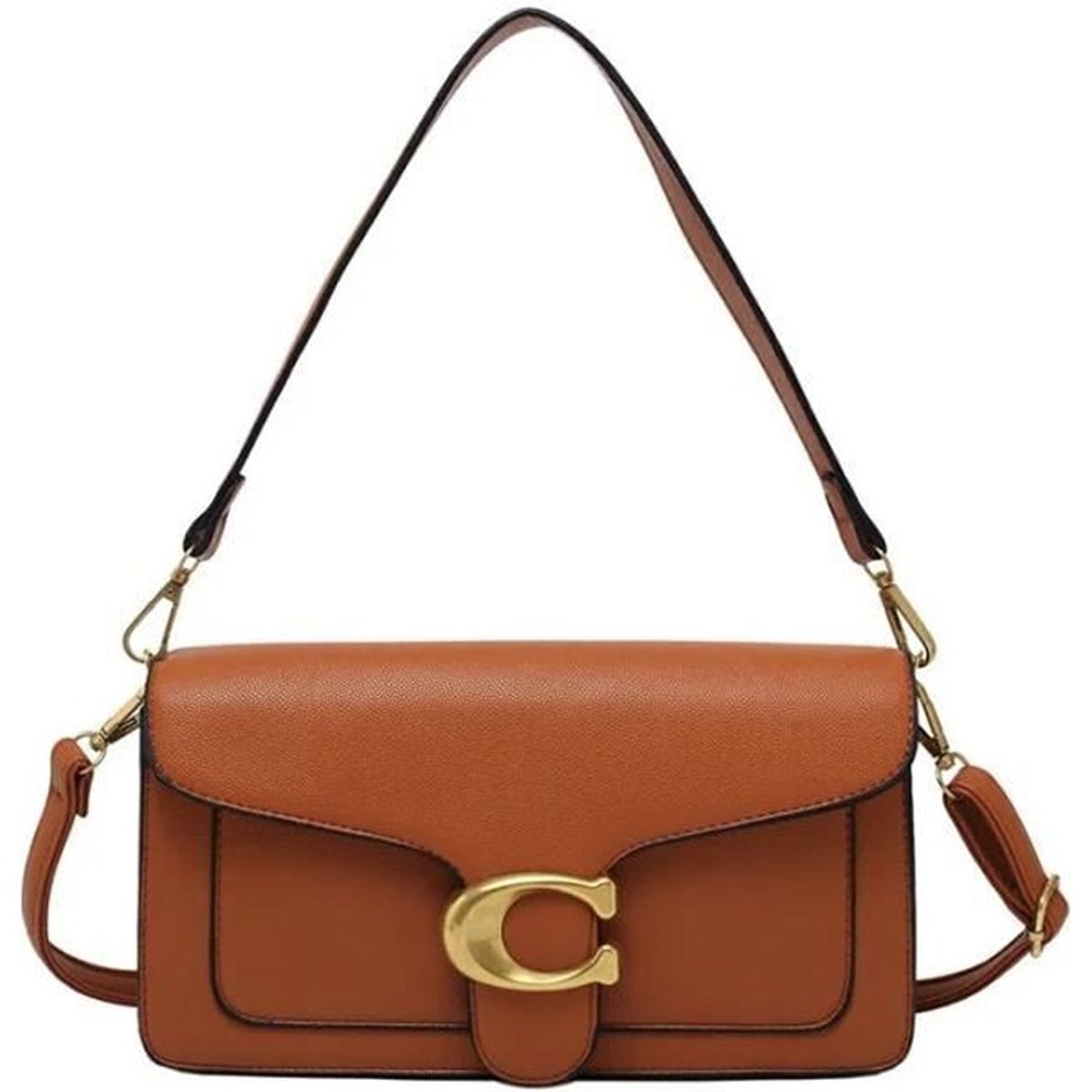 Sac a main pour femme en cuir brun C style coach sac a en cuir brun ...