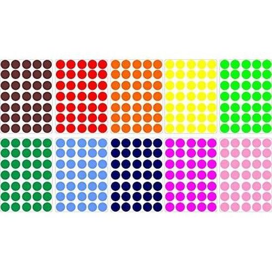 Lot Gommettes Autocollantes 350 Rondes Couleurs Mix 2Cm Carte ...