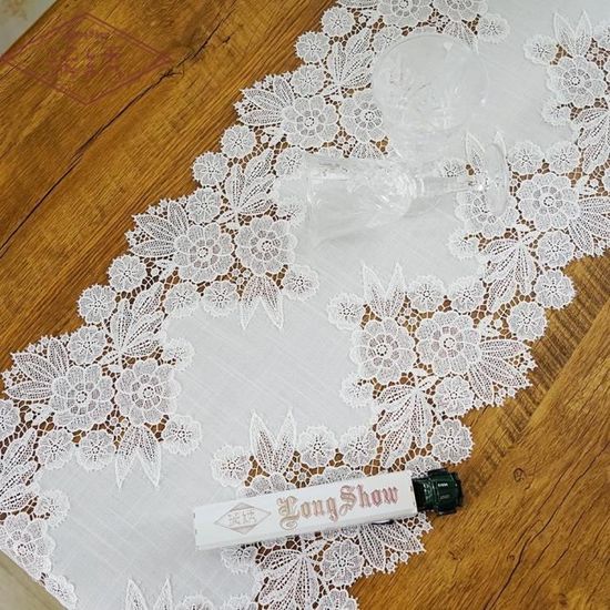 Couvre-drapeau en dentelle de bambou blanc, couverture de Table ...