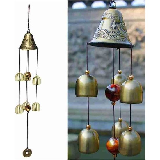 Carillon - Métal Chinois Cloche Chanceux Feng Shui - Ornement De Cuivre Jardin - N2363 ...