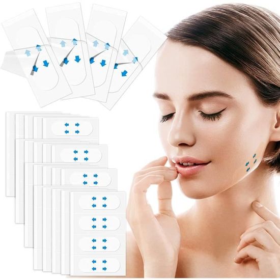 60 Pièces Bandes Lifting Visage Autocollant de Visage Invisible ...
