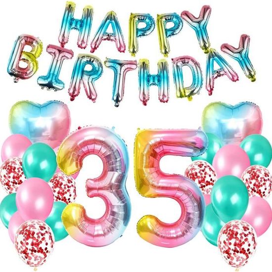 Kit De Decoration Anniversaire 35 Ans Femme, Rose Ballon 35 ...