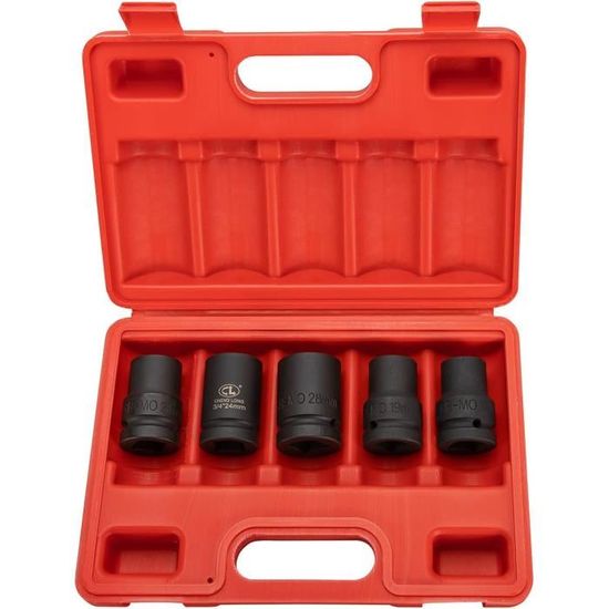 Lot De 5 Douilles À Choc 12 Pans 17 19 21 24 27 Mm En Acier Cr-Mo Avec ...