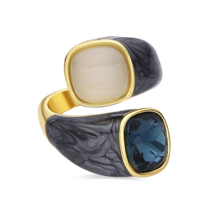 Bague - Luxenter - Sethi - finition or 18 carats - Laque grise ...