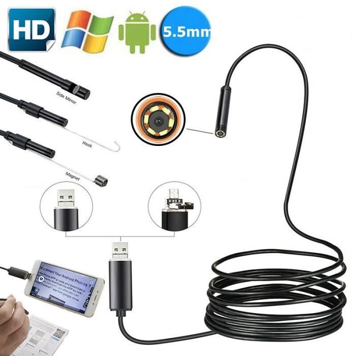 8mm - 2M - câble dur - Endoscope 8mm Micro Usb pour voiture, caméra ...