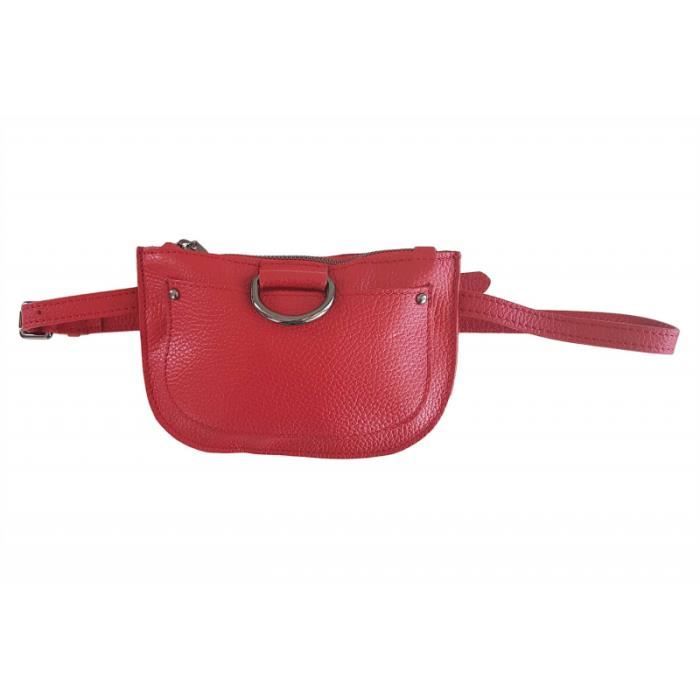 Mini sac banane femme en cuir, Guadini FIR98-rouge 20 x 13 x 0,5 Rouge ...