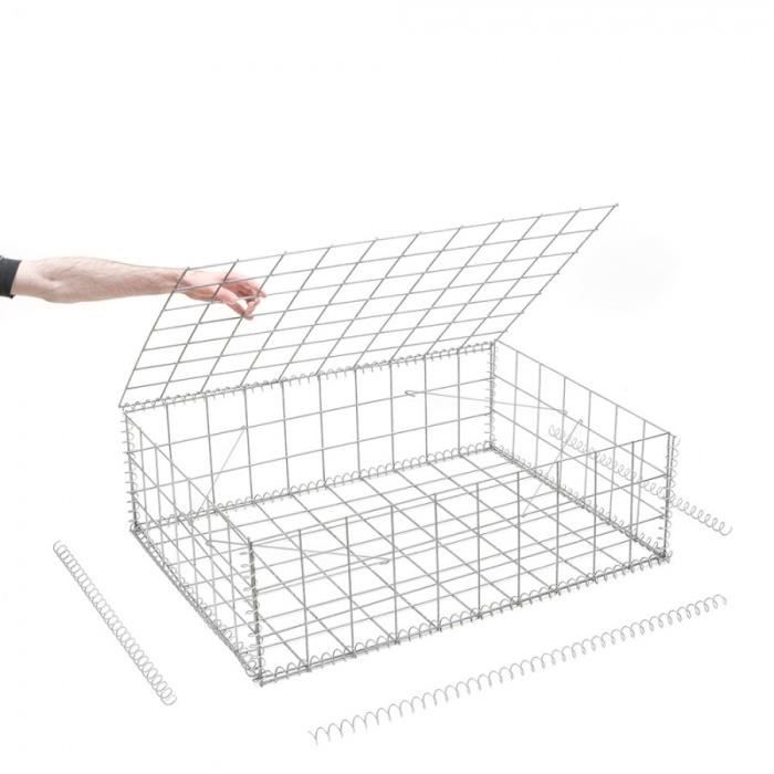 Gabion pour mur en gabion - 100 cm x 70 cm x 30 cm Maille rectangulaire 50 mm x 100 mm (Agrafes ...