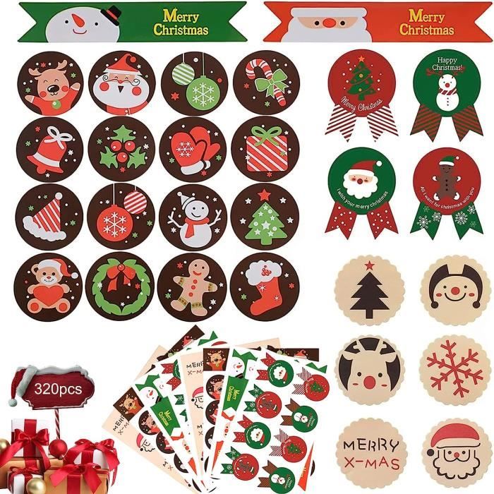 Noel Stickers Etiquettes 320 Pcs,Etiquette Autocollantes Noël,Étiquette ...