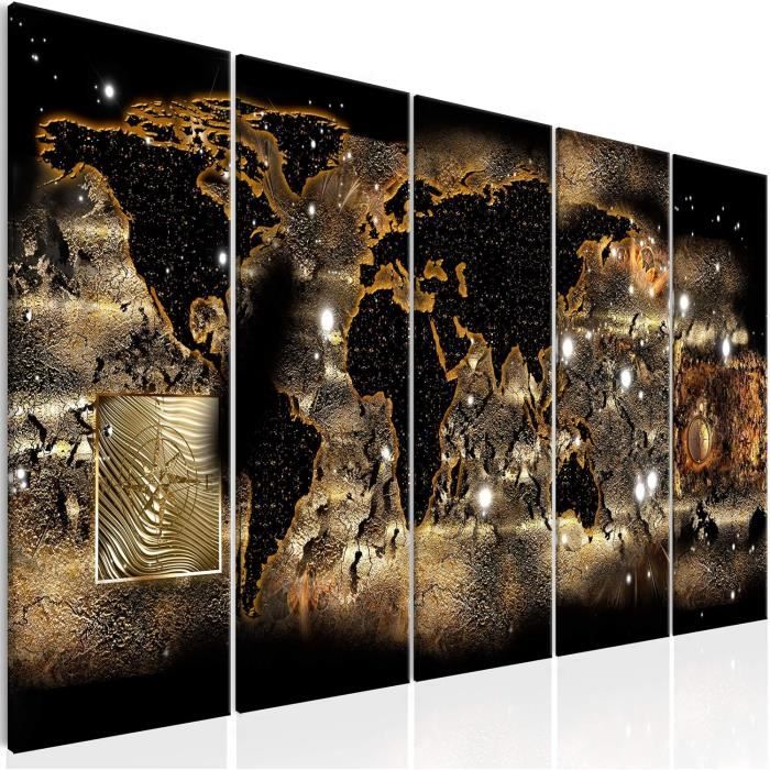 | Impression Sur Toile Intissée Carte Du Monde Abstrait 200X80 Cm Xxl 5 ...