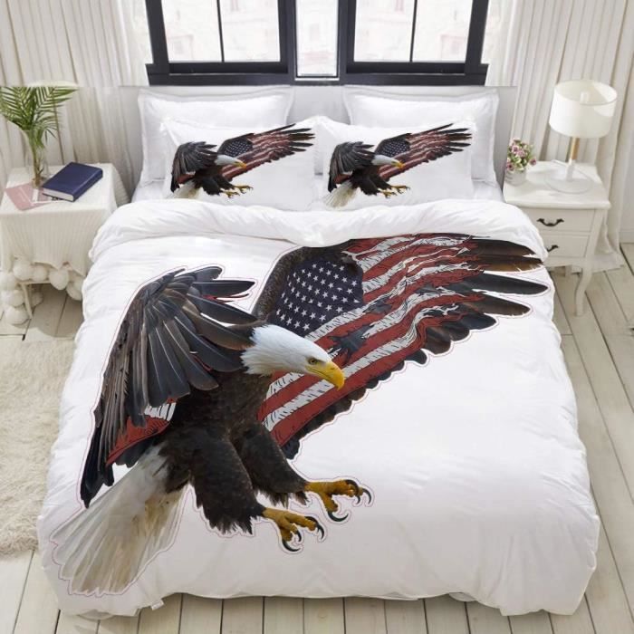 Parure De Lit Adulte,Housse De Couette,Drapeau Aigle Américain,1 Housse ...