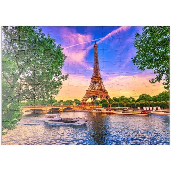 Tour Eiffel Et Seine Au Coucher Du Soleil À Paris, France - Premium 100 Pièces Puzzle ...