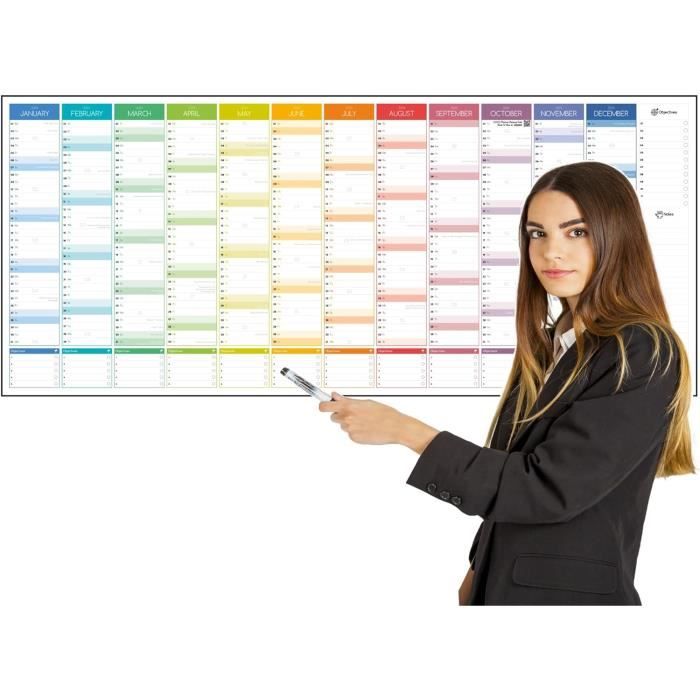 Calendrier mural - A528 - Extra large - 91,4 x 38,1 cm - Multicolore ...