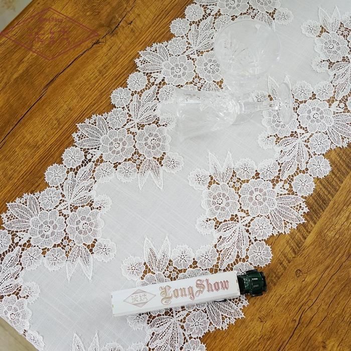 Couvre-drapeau en dentelle de bambou blanc, couverture de Table ...
