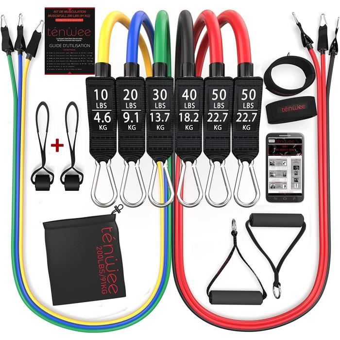 Elastique musculation fitness homme - femme - Pack XXL Prestige, 200lb - 90kg en latex naturel ...