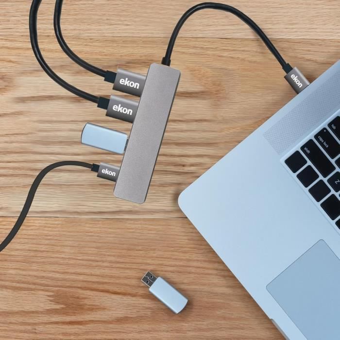 Hub Multiport 3 Ports Usb-A 3.0 1 Port Usb-C 100W 1 Port Hdmi Métal ...