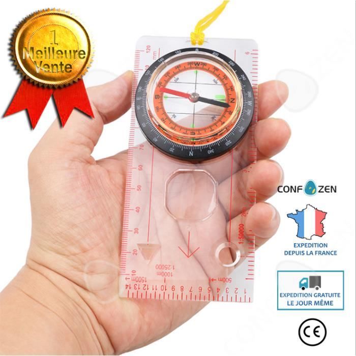 CONFO® Boussole directionnelle extérieure, boussole de terrain, échelle ...