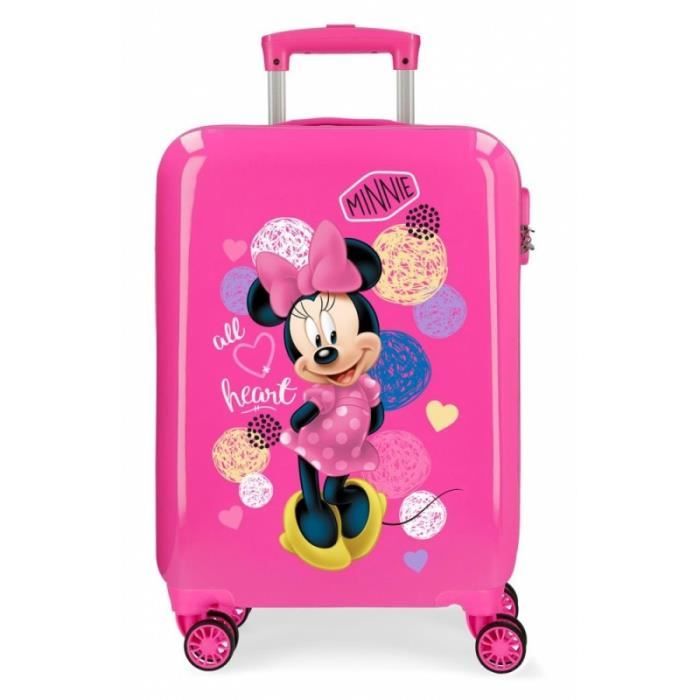 Valise cabine - DISNEY - Minnie 'Heart' - Rose - 4 roues - ABS léger et ...
