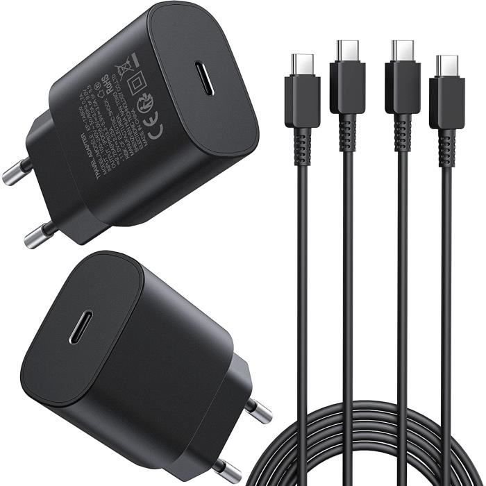 Chargeur Rapide Usb C 25W, Lot De 2 Chargeurs Usb C Apporter Câble De ...