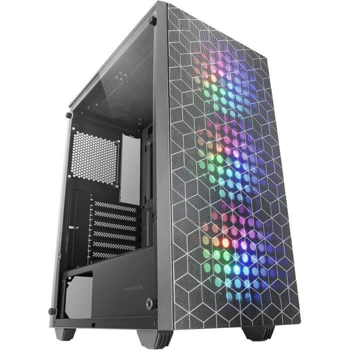 Mc-Mag, Boîtier Gaming Atx, Panneau Latéral Verre Trempé, Double Grille Magnétique Anti ...