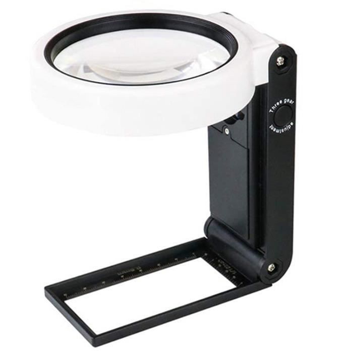 Loupe avec LumièRe et Support, Loupe Pliante RéGlable de Poche 6X 25X ...
