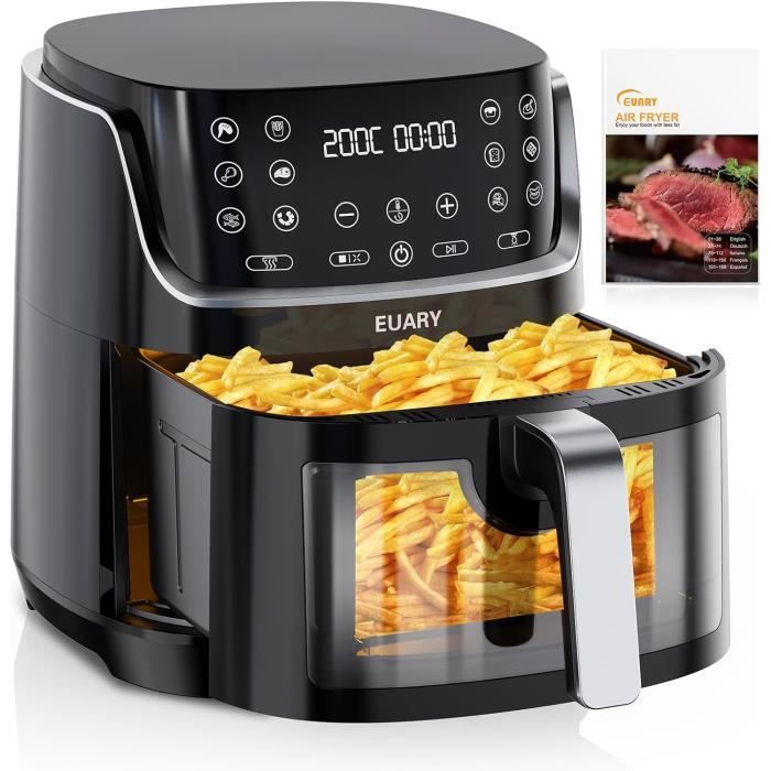 EUARY Friteuse sans Huile 8L Avec Fenêtre Visible Air Fryer 1700W ...