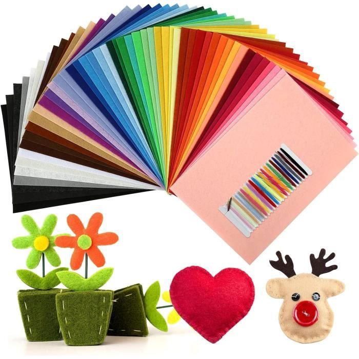 Naler Feutrine Tissu 50PCS, Feuille de Feutrine 20x30cm, Tissu en ...