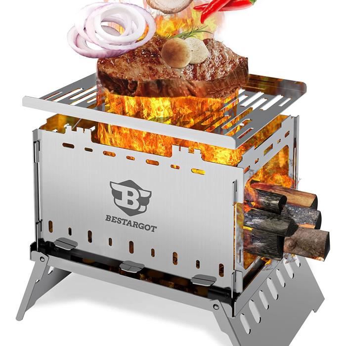 Bestargot Four à bois portable - Réchaud de camp, Pliable et coupe-vent ...