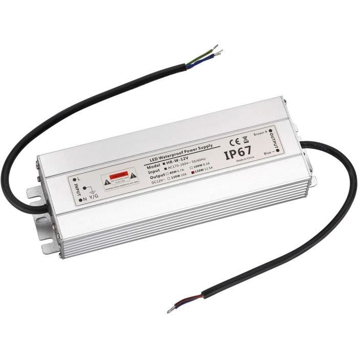 Transformateur 220V 12V 150W, Convertisseur 220V 12V Etanche Ip67, Driver Led 12V 12,5A ...