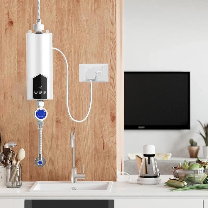 Mini Chauffe-Eau Instantané 5500 W - Chauffe-Eau Électrique Instantané Sans Réservoir - Avec ...