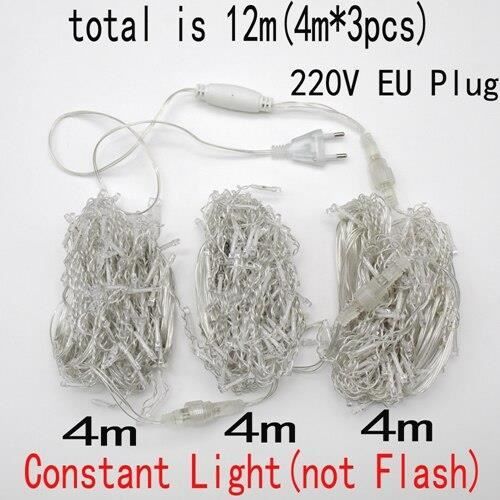 GUIRLANDE LUMINEUSE,220V EU 12M Width-Warm White--48m, 0.4 0.6m, rideau ...