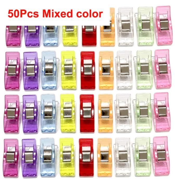 PINCE A LINGE,50Pcs Mixed Color--Pinces à coudre en plastique, pinces à ...