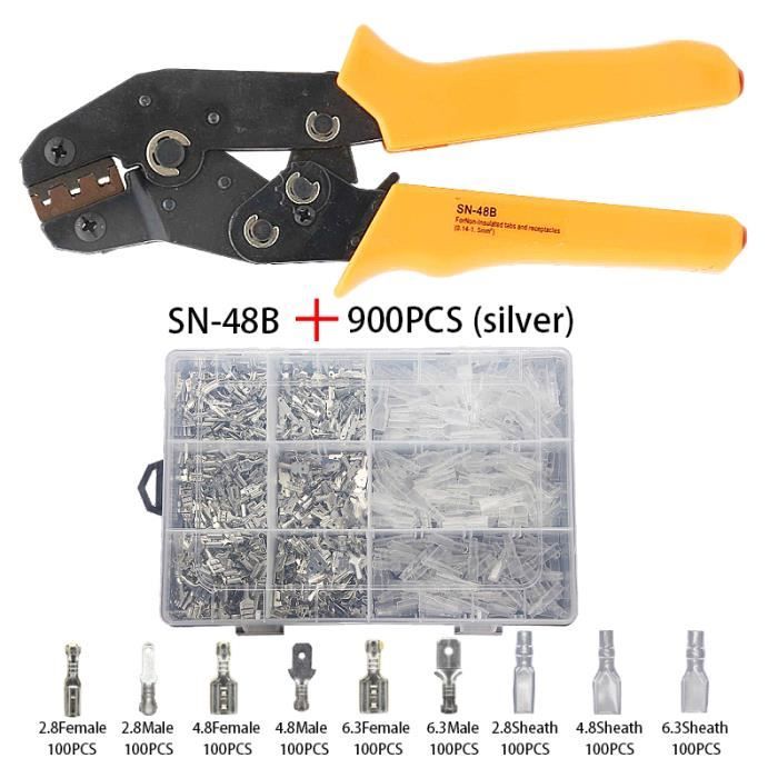 PINCE DE SERRAGE,48B 900PCS(silver)--Pince à sertir à fil électrique, SN 48B 1.5mm2 20 13AWG ...