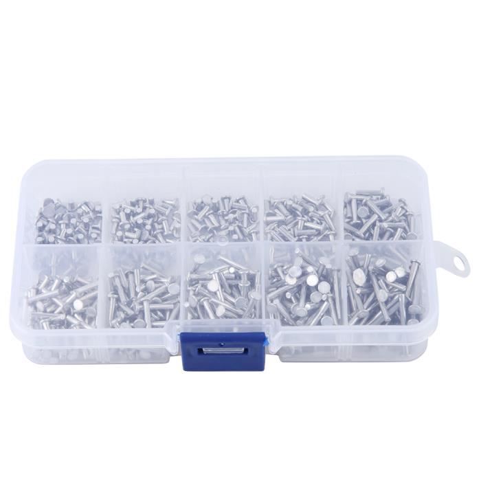 ZIU Rivet en aluminium solide 500pcs M2 Rivets en aluminium à tête ...