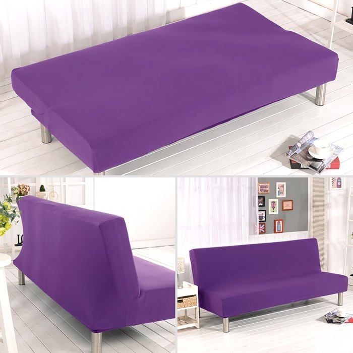 Couleur Unie sans accoudoirs Housse de canapé lit Stretch futon ...