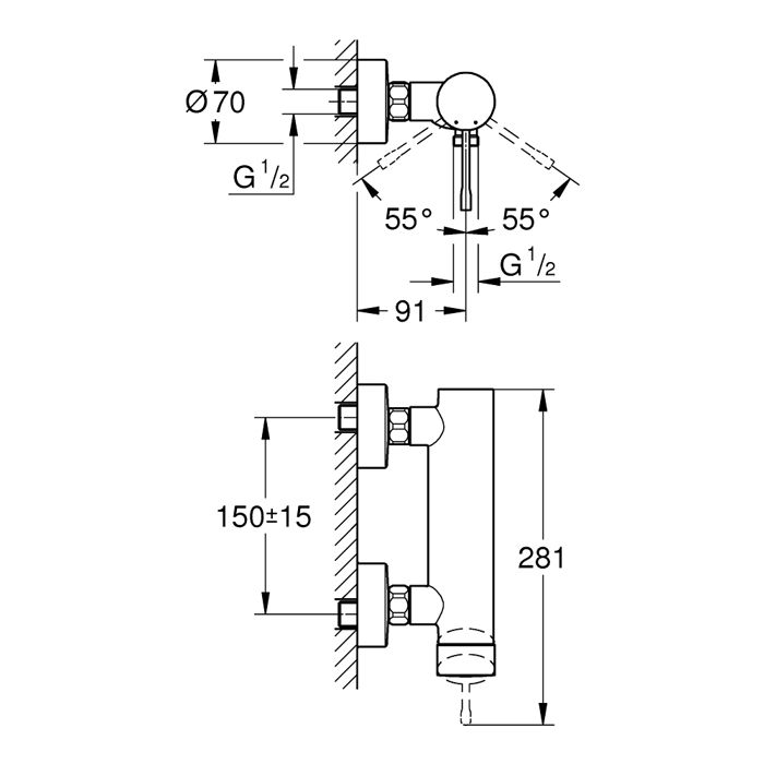 Mitigeur douche mural Essence 33636001 - GROHE - Limiteur de ...