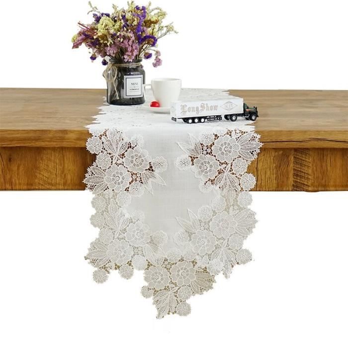 Couvre-drapeau en dentelle de bambou blanc, couverture de Table ...
