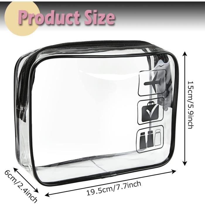 5Pcs Trousse Toilette Transparente, Kit Voyage Avion, Pochette ...