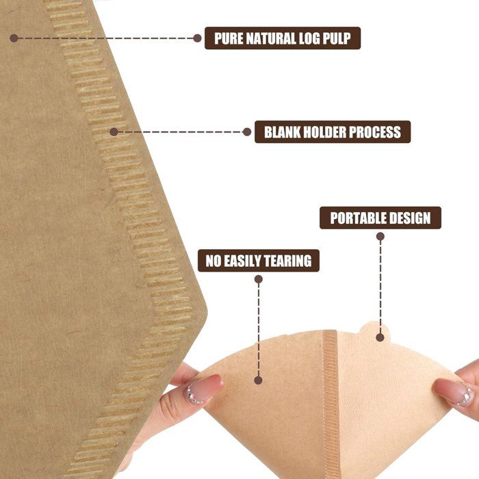 Papier filtre à café - 200 pièces - Non blanchi - Filtre à café en ...