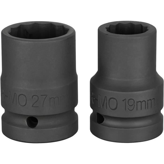 Lot De 5 Douilles À Choc 12 Pans 17 19 21 24 27 Mm En Acier Cr-Mo Avec ...