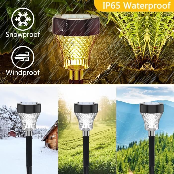 Lampe Solaire Exterieur Jardin, Lot De 2 Lumiere Exterieur Jardin Led En Acier Inoxydable ...