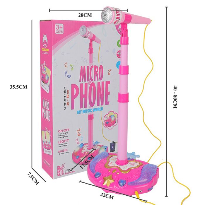 Micro Enfant sur Pied Karaoké Enfants - Avec Lumière Colorée - Micro ...