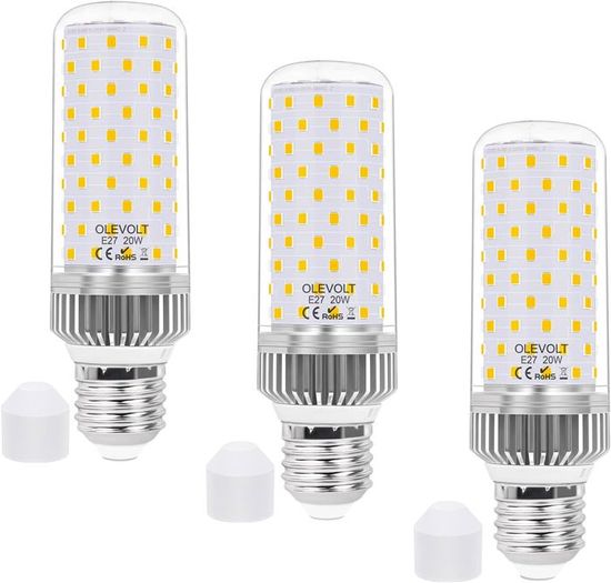 Ampoule LED E27 20W Blanc Chaud 3000K Ampoules Maïs LED E27 2200LM Équivalent Halogène 200W Non ...