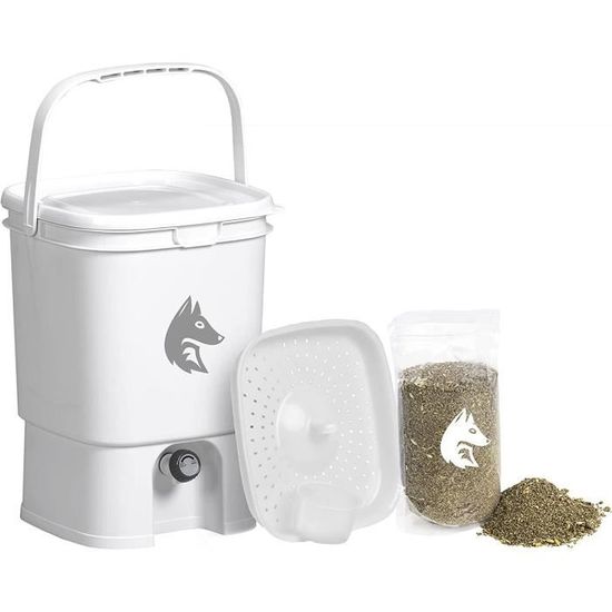 Bokashi Kit complet professionnel blanc I 2 seaux de composteur 19 l ...