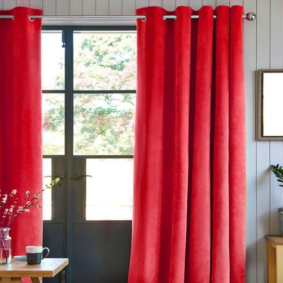 Rideau First Suède en suédine polyester - 140 x 250 cm - Rouge ...