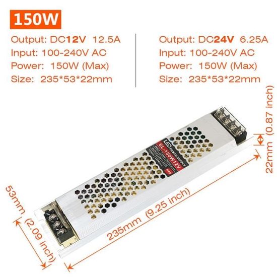 (150W|24V)Pilote Ultra-mince pour alimentation électrique à tension constante, transformateur d ...
