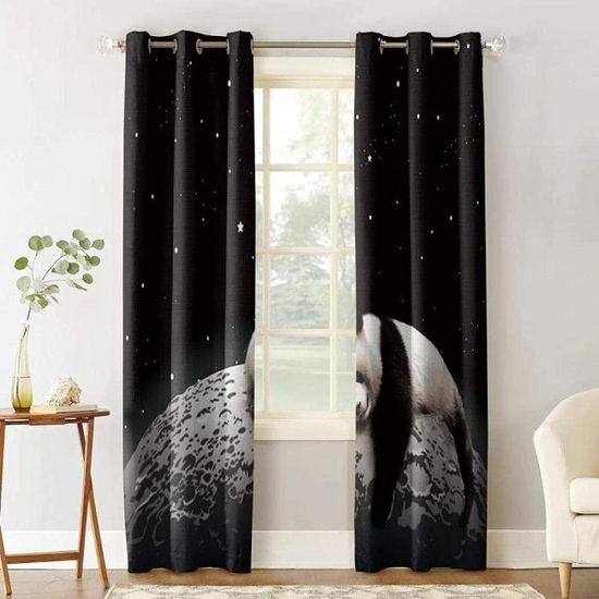 Rideau Occultant Salon Rideaux À Oeillets Chambre 3D Univers science ...