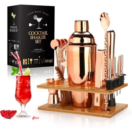 Shaker Cocktail 16 Pièces Shaker À Cocktail Professionnel Kit, 750 Ml ...