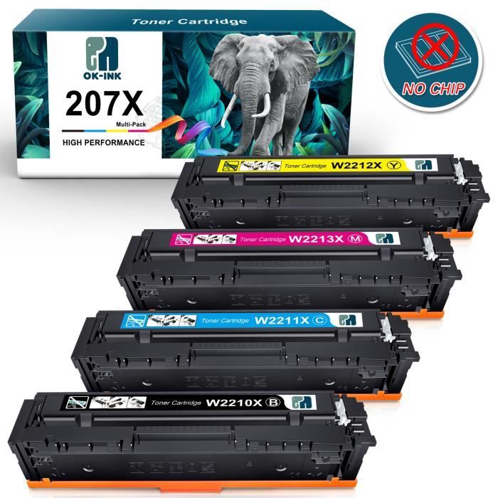 OK-INK 207X 207A 4 Cartouches de Toner Compatible pour HP 207A HP 207X ...