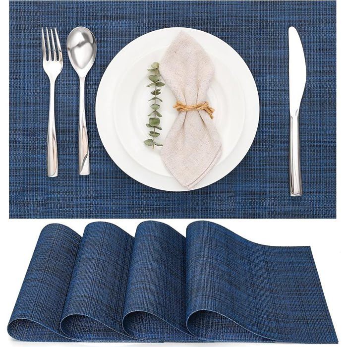 Ensemble de 4 napperons en tissu tissé, lavables, résistants à la ...